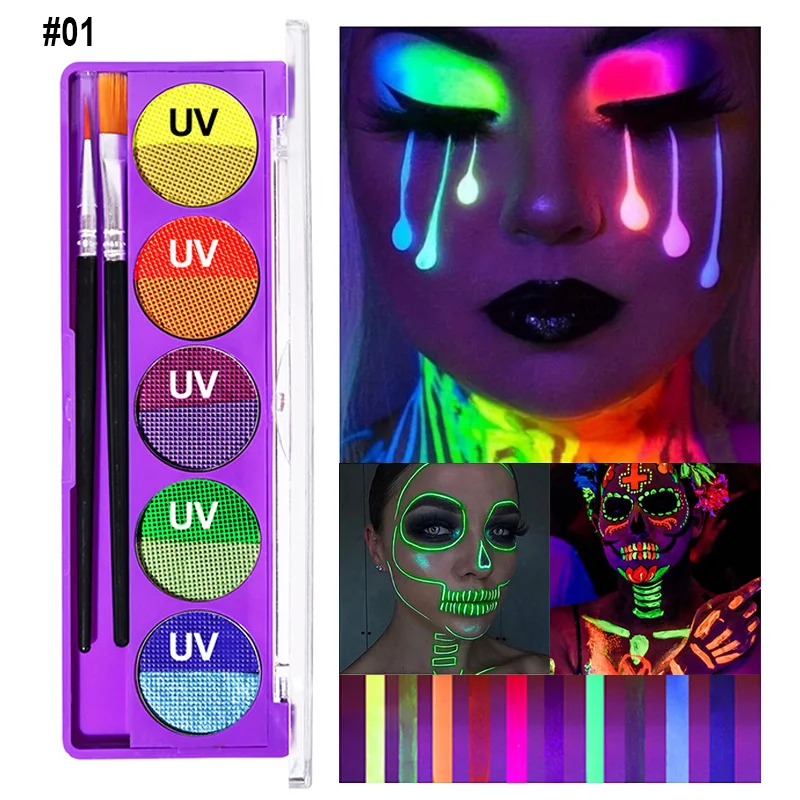 UV-Neon-Body-Paint-Paleta-Maquiagem-Fluorescente-Rosto-Pintura-Corporal ...