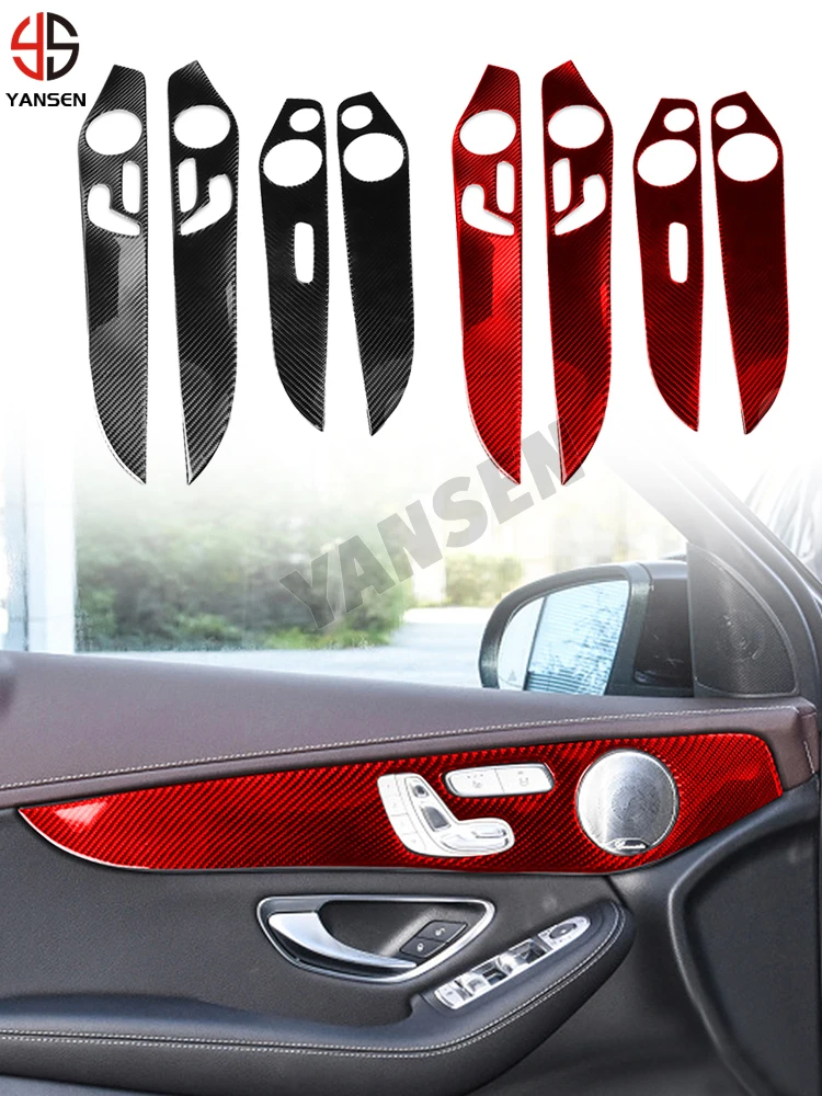 For Mercedes Benz C Class GLC W205 Real Carbon Fiber Car Interior Doors ...