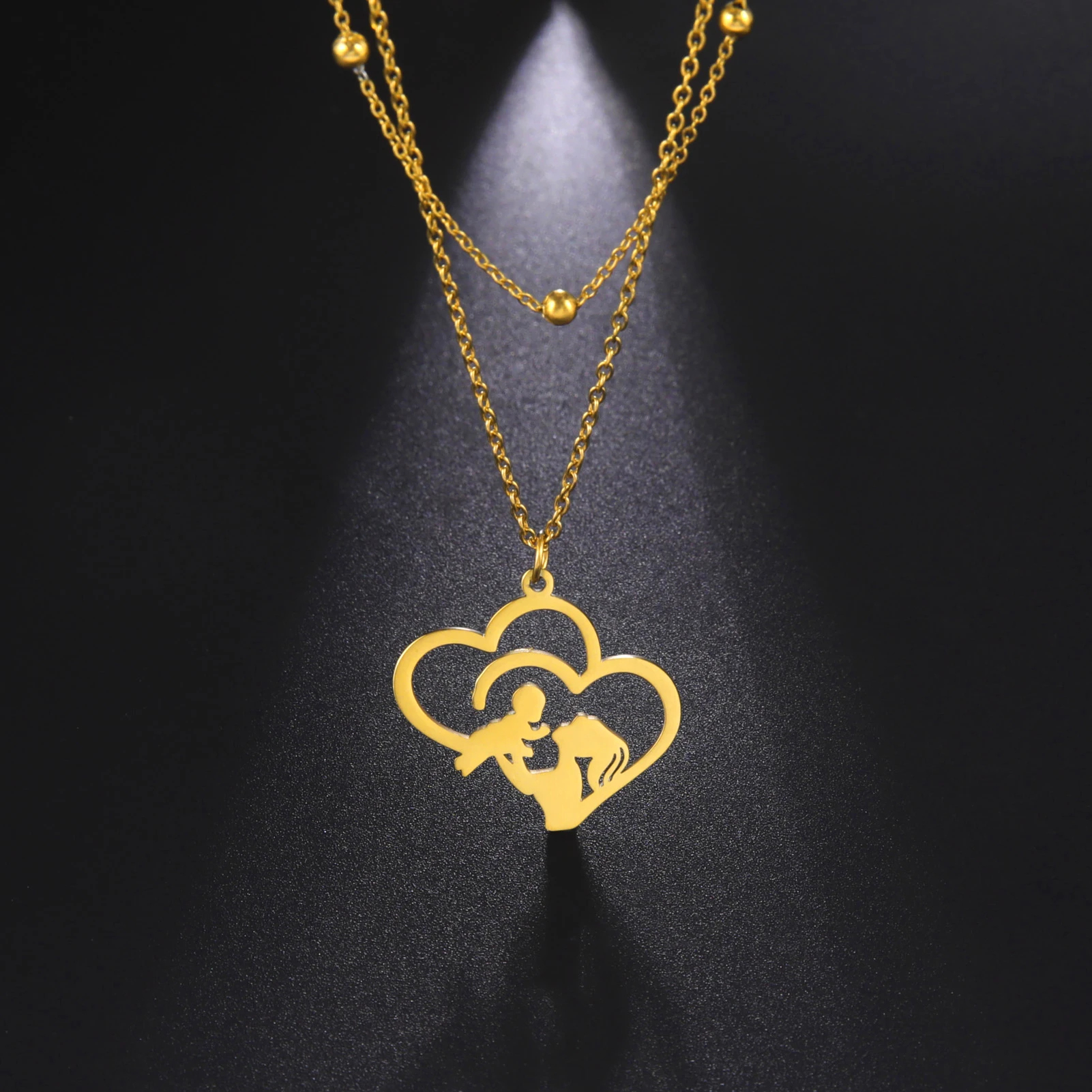 Amaxer-Warm-Mom-Hug-Baby-Heart-Necklaces-Stainless-Steel-Pendant-Chain ...