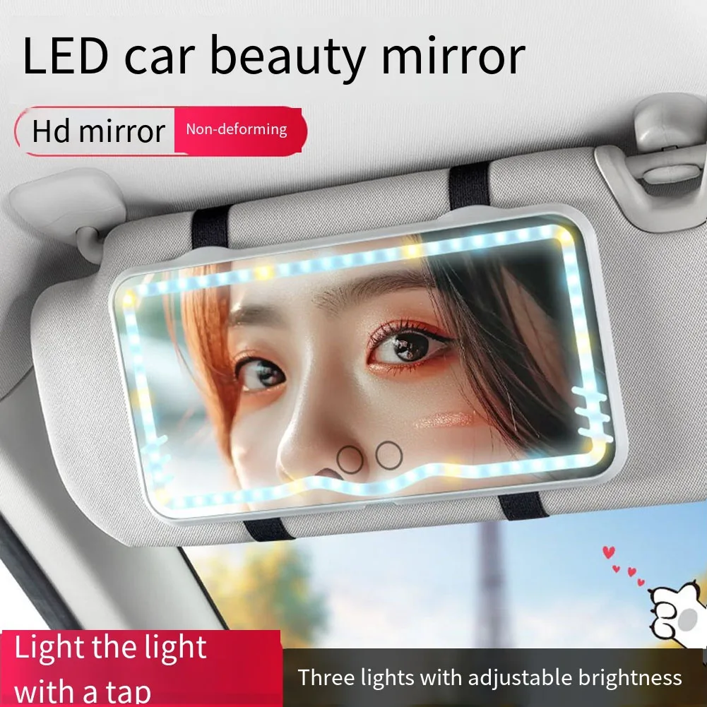 Car-Sun-Visor-Vanity-Mirror-Touch-Type-Rechargeable-Women-Makeup ...