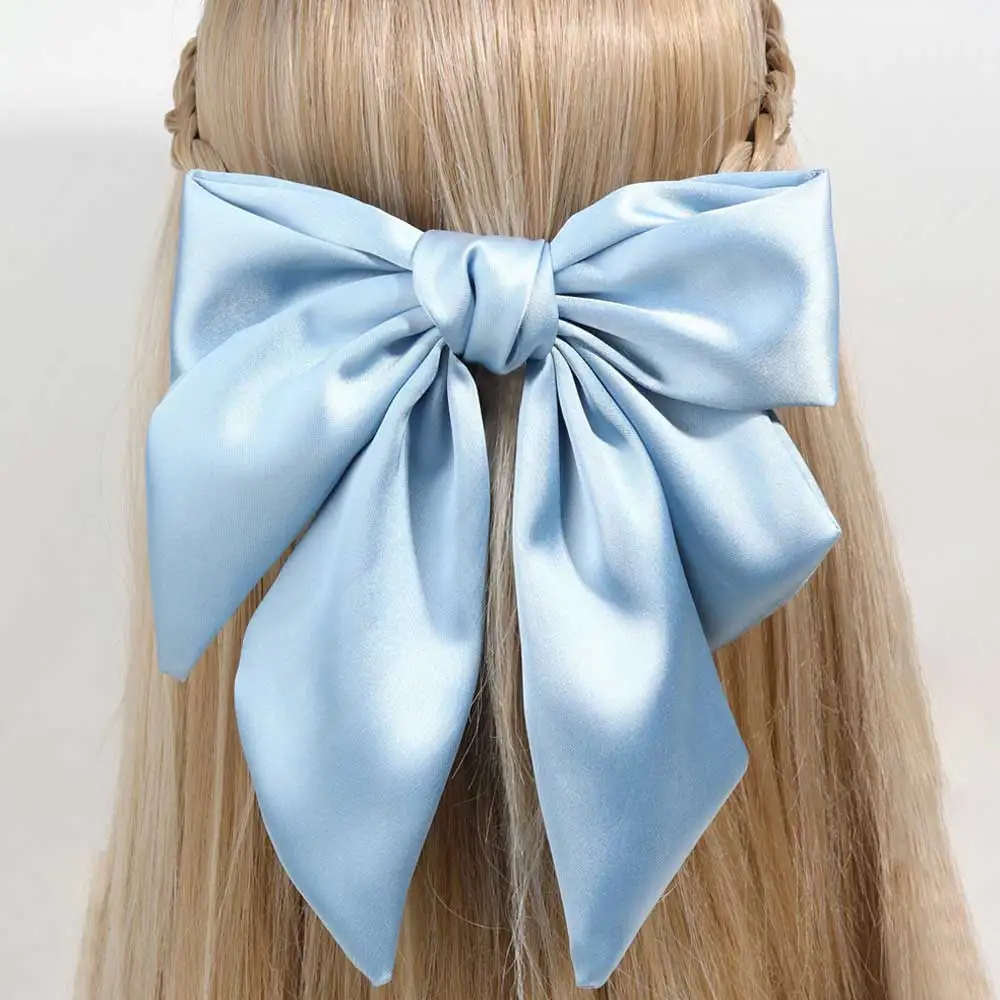 Elegant-Solid-Soft-Large-Bow-Ribbon-Hair-Clip-Girls-Sweet-Headbands ...
