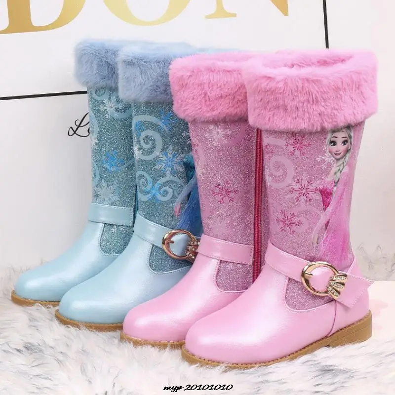 Disney Elsa Princess Long Boots Girls High-heeled Autumn And Winter ...