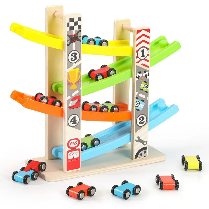4-7-Track-Wooden-Ramp-Racing-Toddler-Toy-Car-Set-Montessori-Educational ...