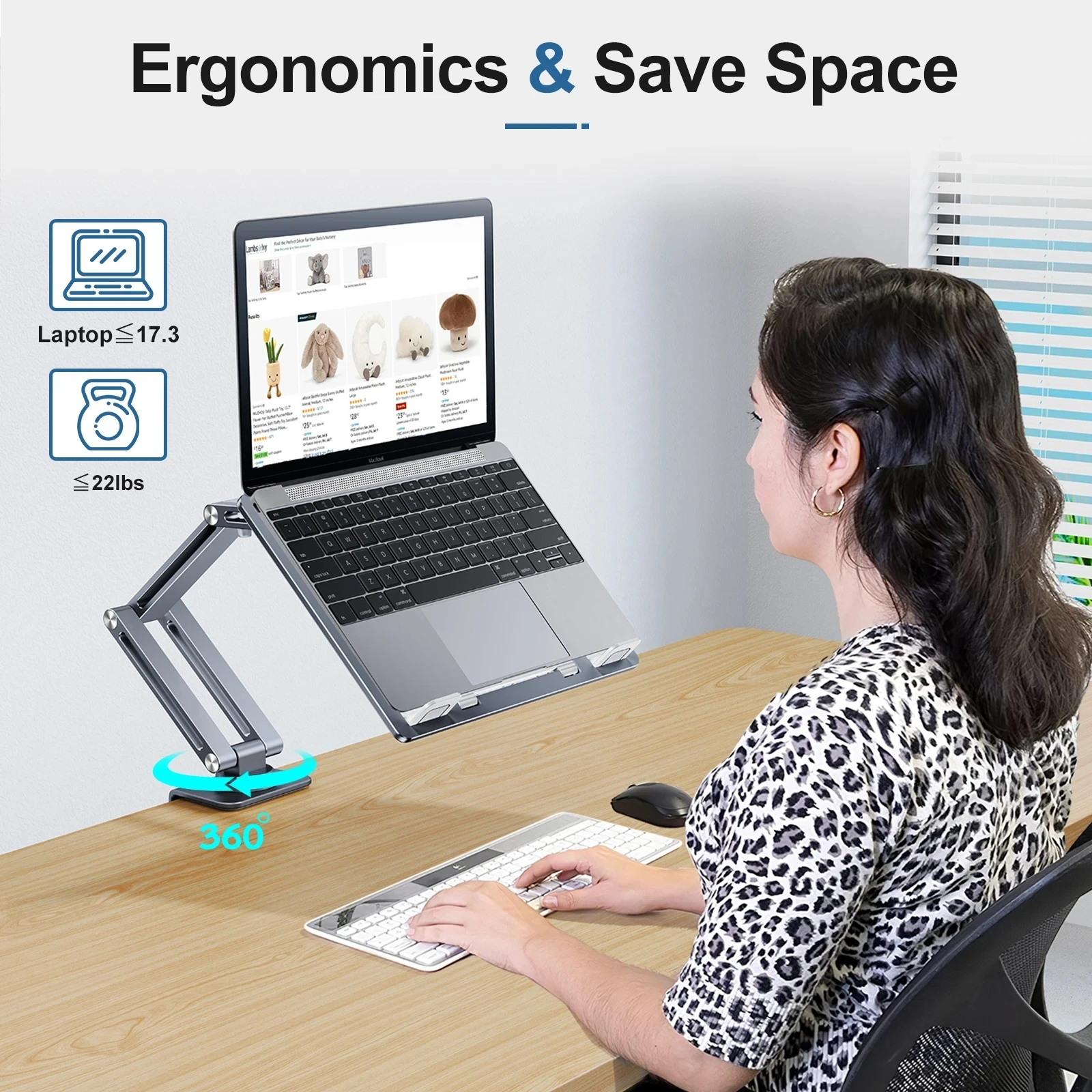 360-Rotatable-Laptop-Stand-Clamp-Tablet-Support-Holder-Book-Reading ...