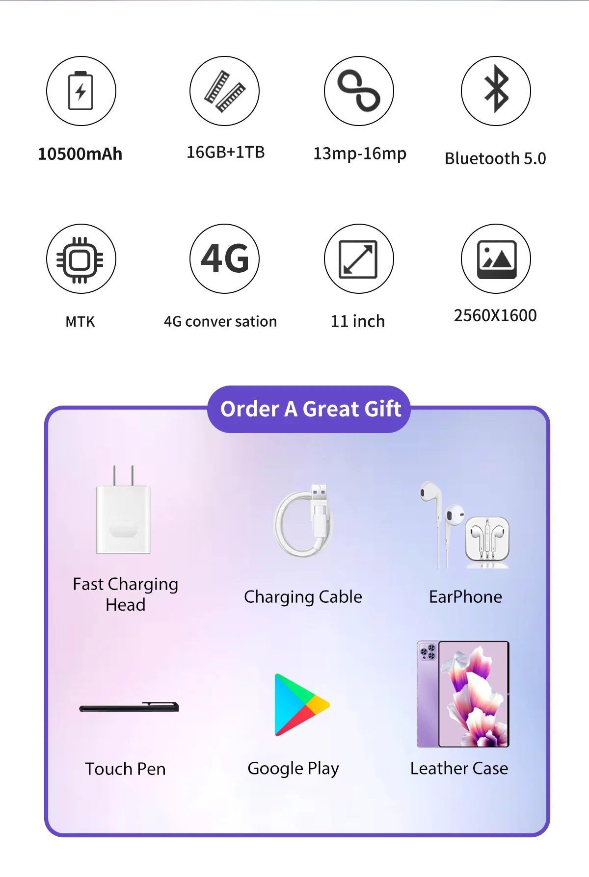 2023 New i15 tablet 10.11.12 inch Android 13.0 16GB RAM 1TB ROM WIFI ...
