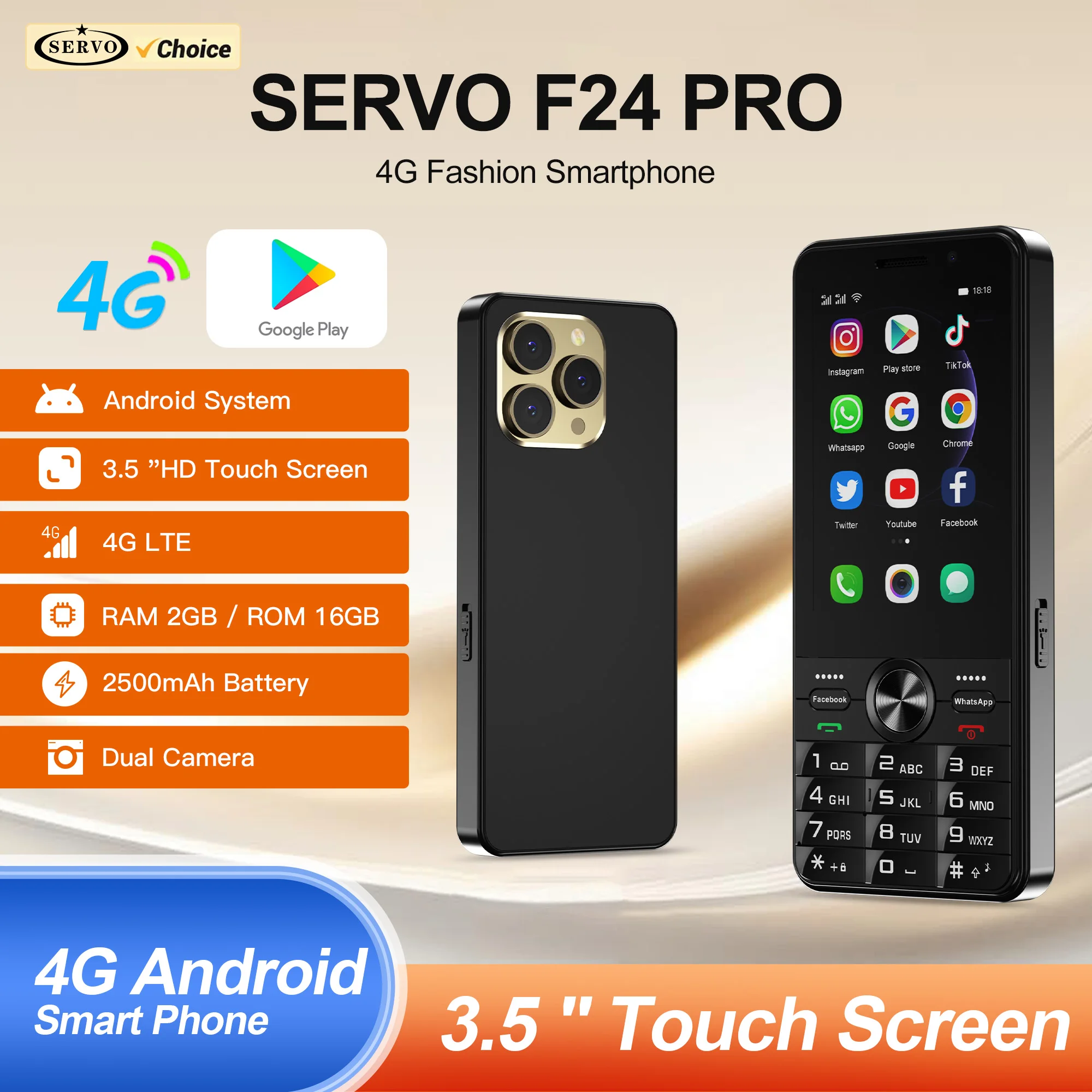 SERVO F24 PRO Touch Screen Smartphone 4G Network Android System Google ...