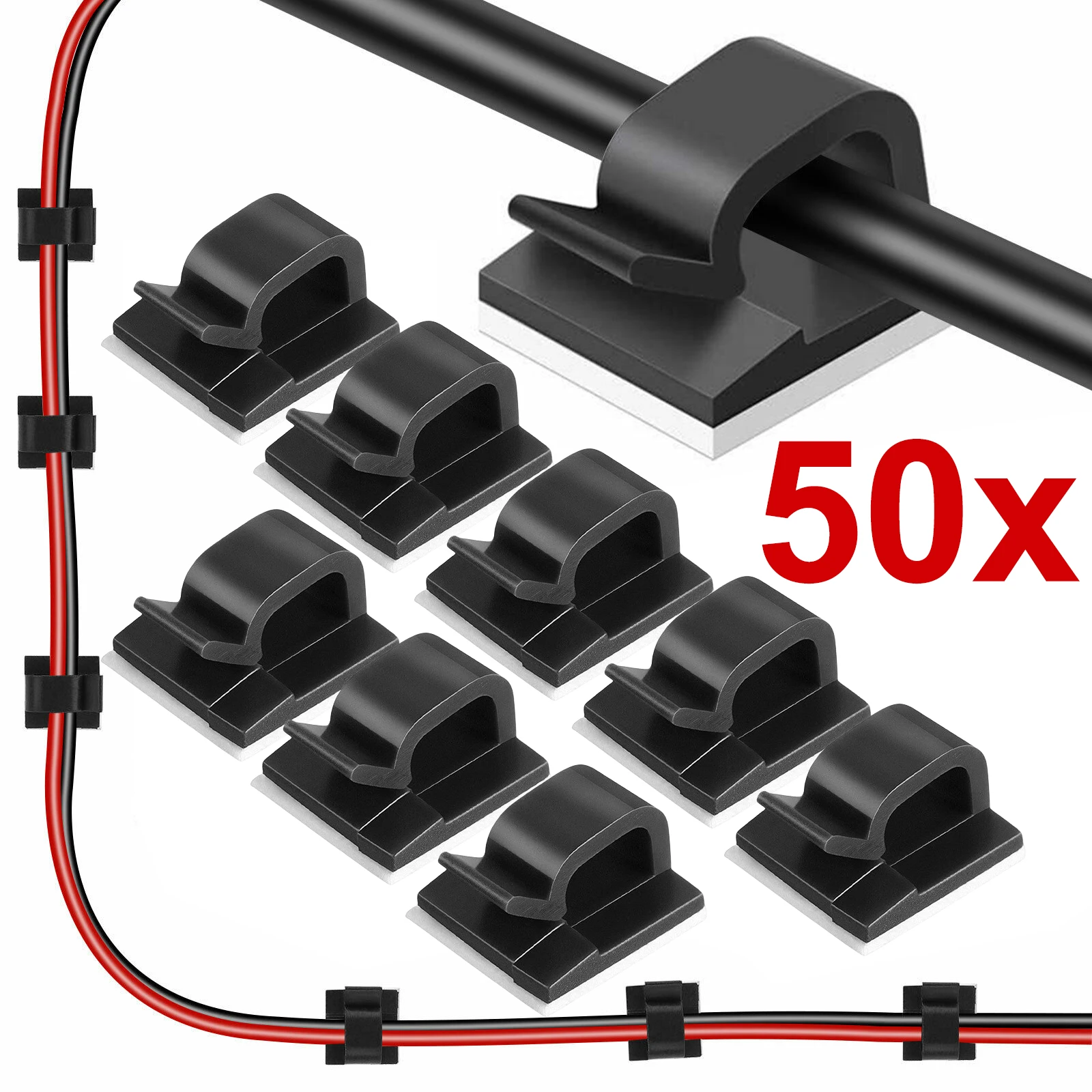 10-50Pcs-Self-Adhesive-Cable-Clips-Cord-Management-Wire-Holder ...