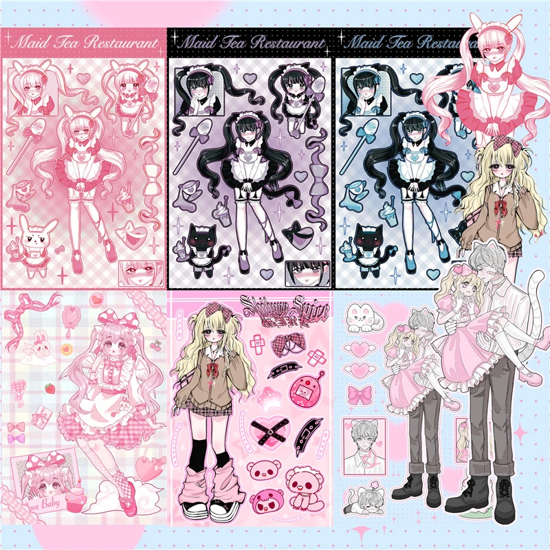 Stationery Stickers Anime | Kawaiis Aesthetic Stickers | Maid Anime ...