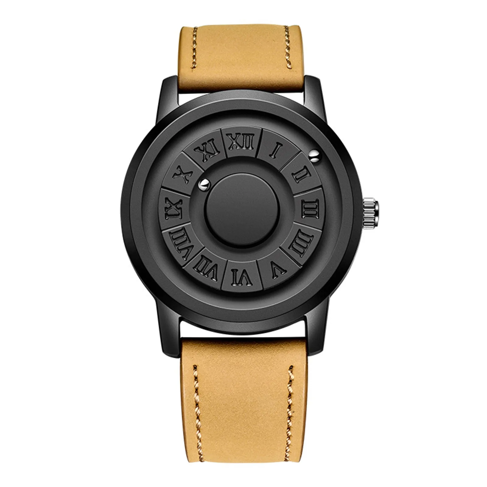 Men'S Quartz Watch Without Lens Hanging Ball Retro Magnetic Steel Bead ...