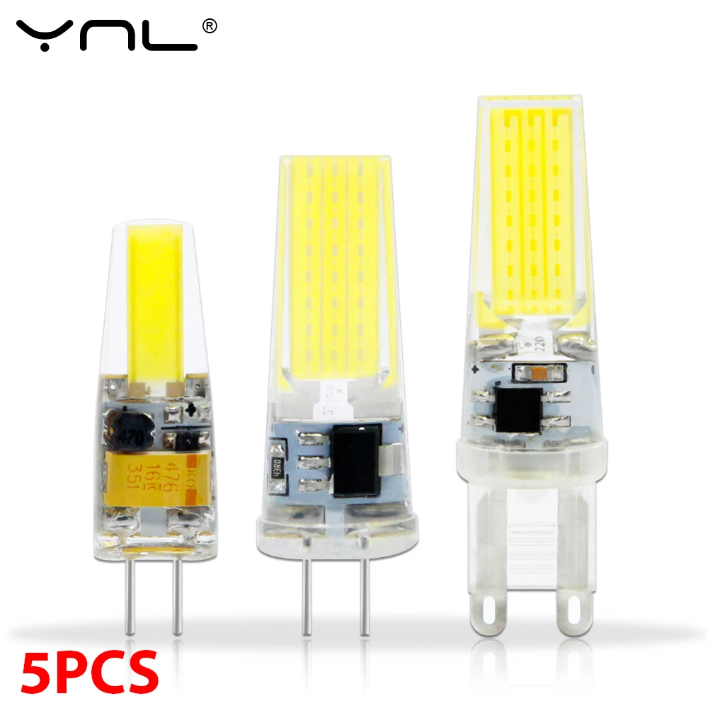 5Pcs G4 LED COB Lamp Dimmable 6W 9W COB LED Bulb AC/DC 12V 220V Lampada ...