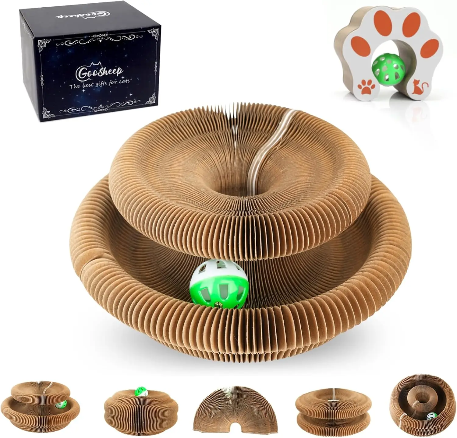Interactive Cat Scratcher Toy with Bell Ball - Accordion Design for ...