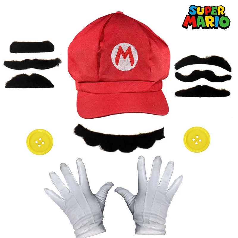 Game-Super-Mario-Bros-Cartoon-Hat-Glove-Mustache-Set-Anime-Figures-Toys ...