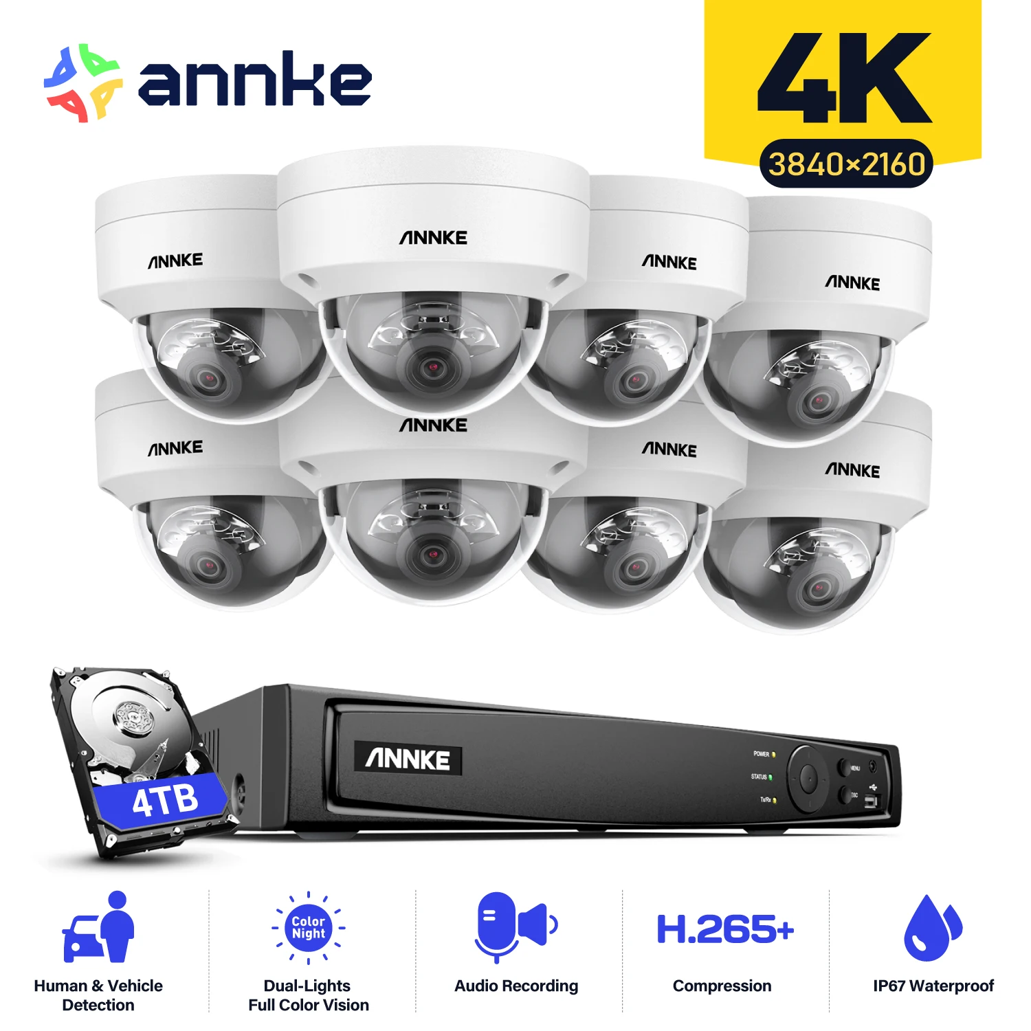 ANNKE-8CH-4K-IP-Camera-Security-System-265-8MP-Poe-Camera-Two-Way-Audio ...