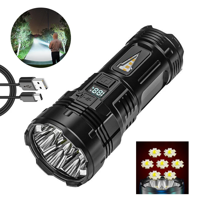 Telescopic-Zoom-LED-Flashlights-High-Power-Torch-USB-Rechargeable ...