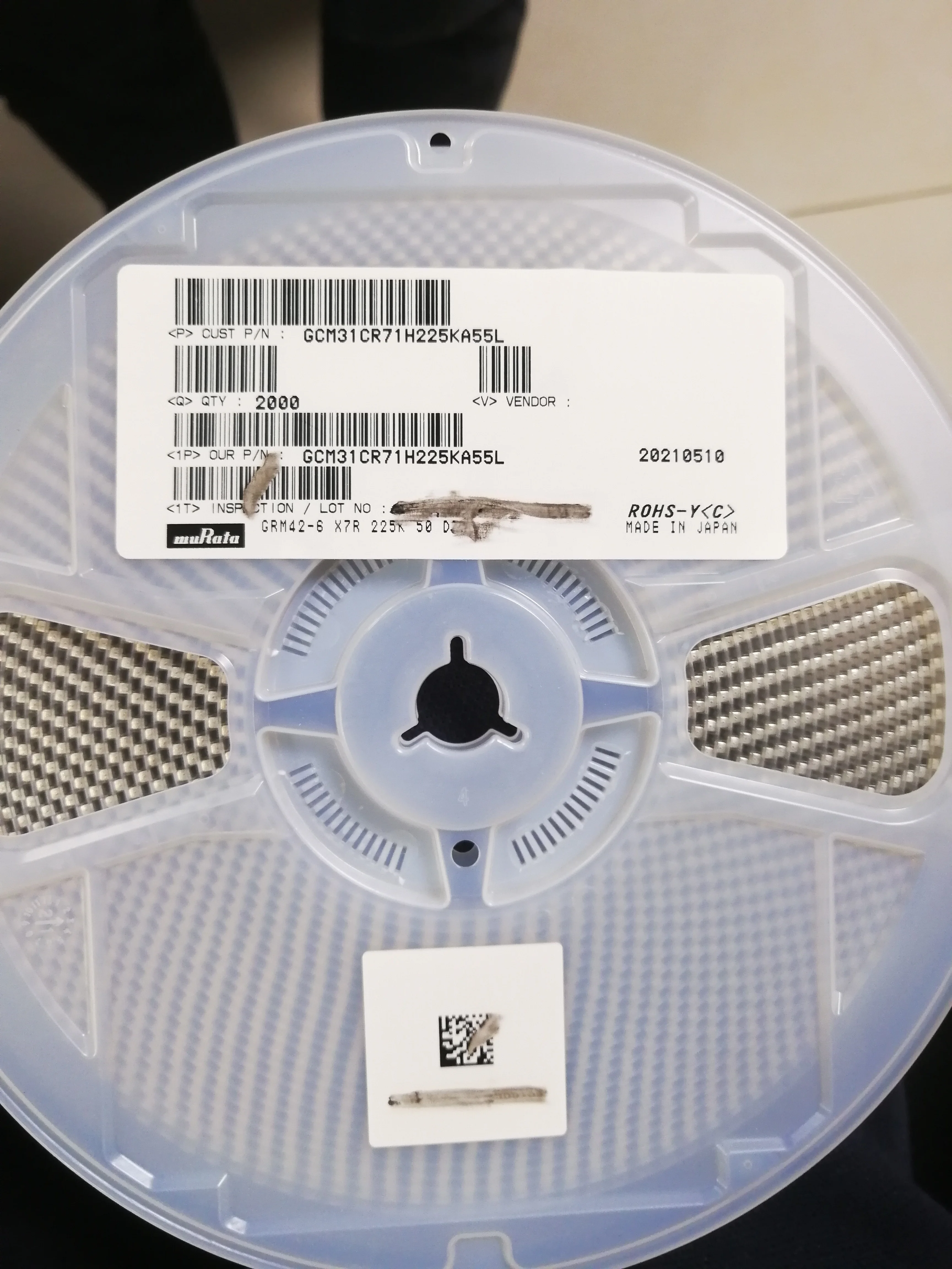 100PCS/lot GCM31CR71H225KA55L AEC-Q200 Multilayer Ceramic Capacitors MLCC - SMD/SMT 2.2UF 50V 10 ...