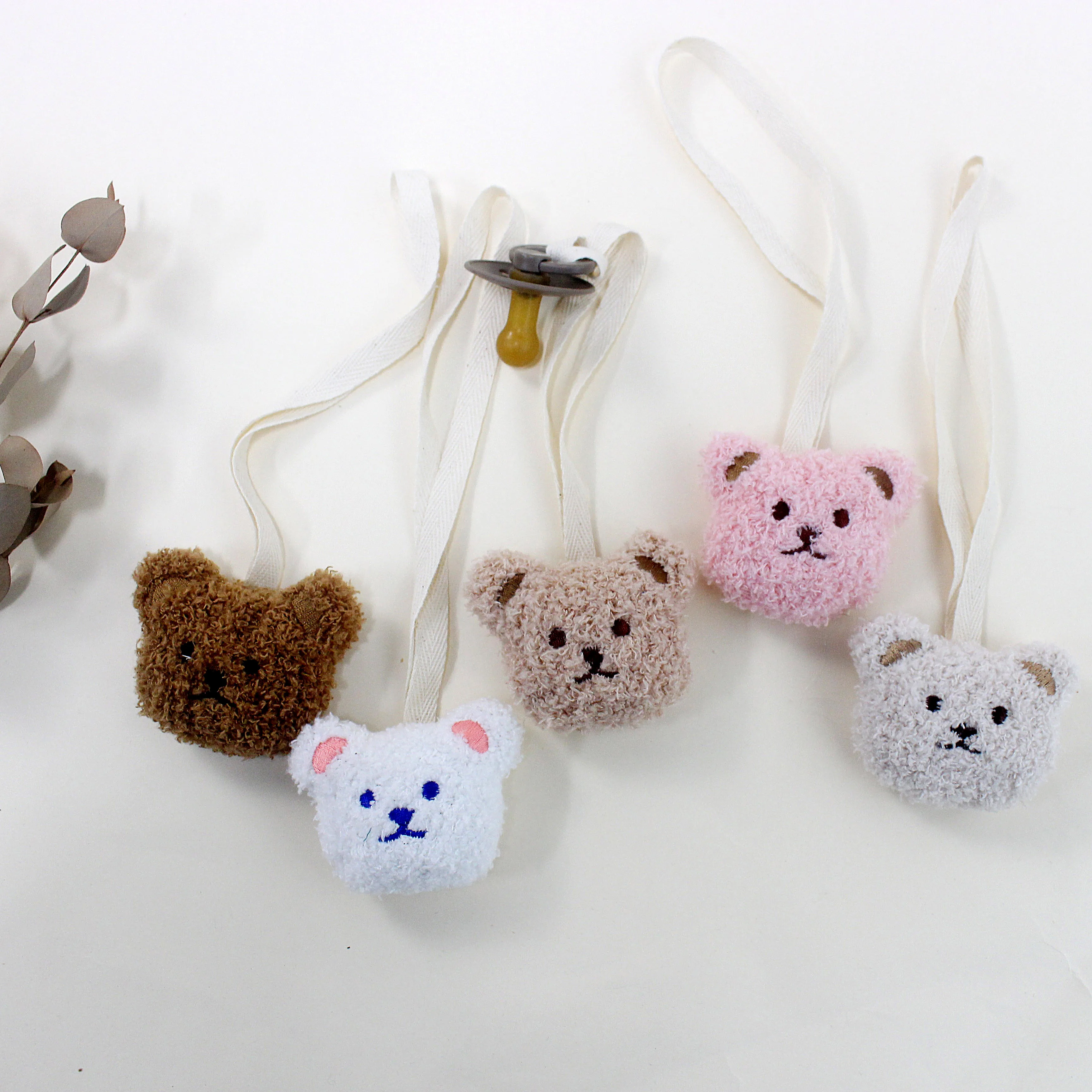 Add-Name-Cute-Bear-Baby-Pacifier-Pendant-Plush-Pacifier-Leashes-Coral ...