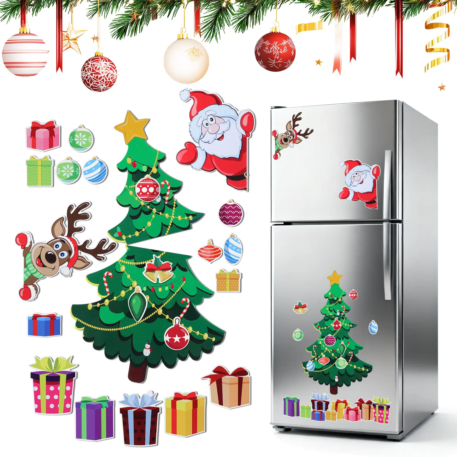Christmas Tree Refrigerator Magnetic Sticker Christmas Decor Indoor ...