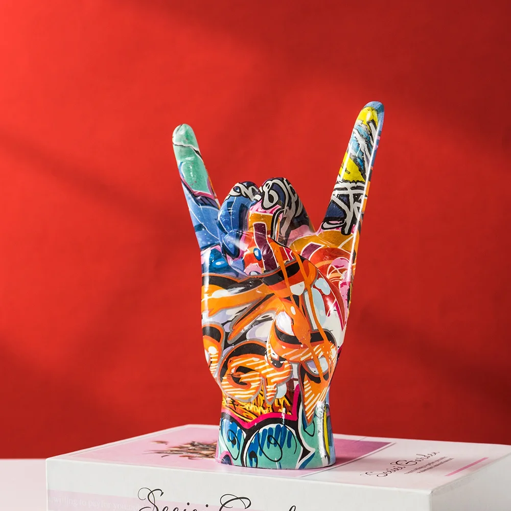 Vilead Graffiti Rock On Hand Figurines Rock and Roll Decor Bookshelf ...