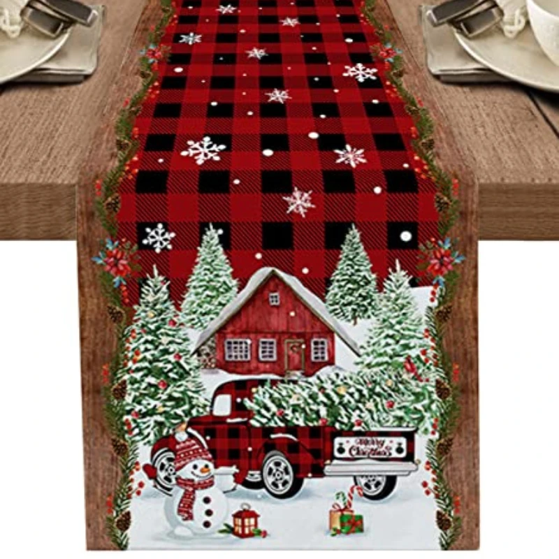 Christmas-Snowman-Table-Runner-for-Kitchen-Decor-Snowflakes-Christmas ...