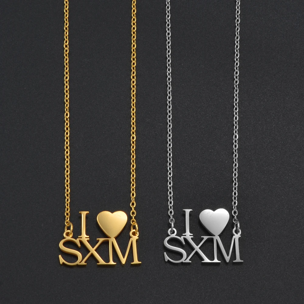 Anniyo I LOVE SXM Sint Maarten Saint-Martin Island Necklaces Women ...