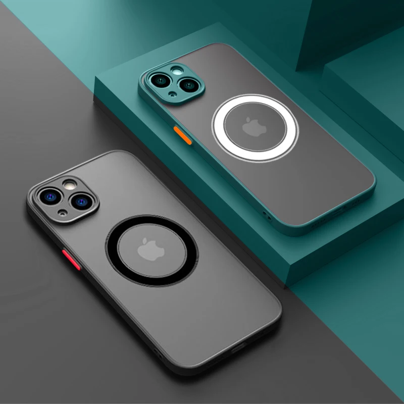 Luxo fosco para magsafe caso de carga sem fio magnética para iphone 14 13 11 12 pro max mini ...