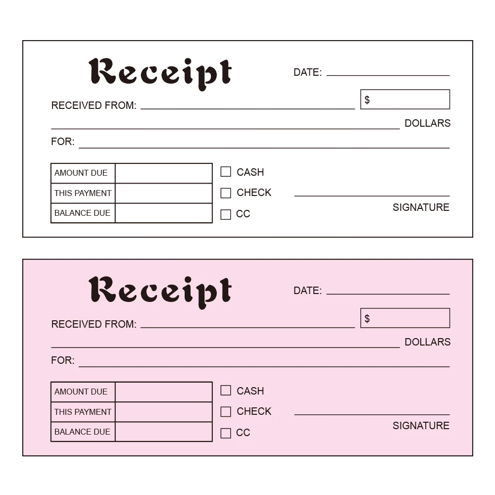 Blank Receipt Book