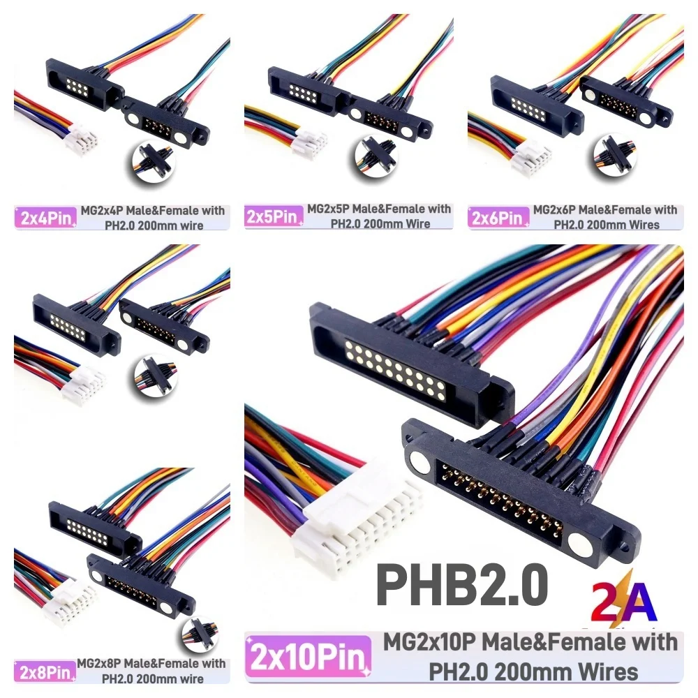 2A Magnetic Pogo Pin Dual Row Connector 8 10 12 14 16 20 Pins Spring ...