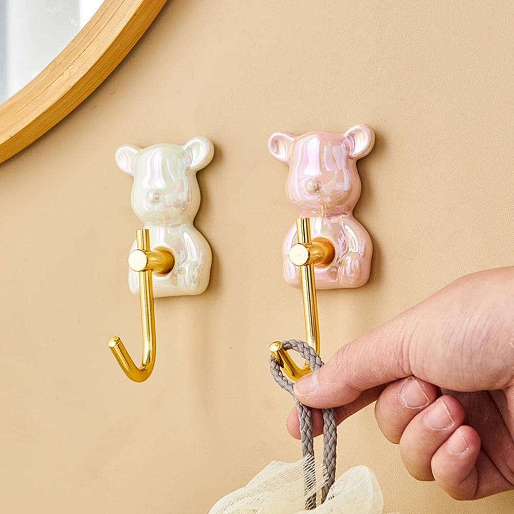 Nordic Decoration Creative Cute Ceramic Hook Trendy Bear Wall Decor ...