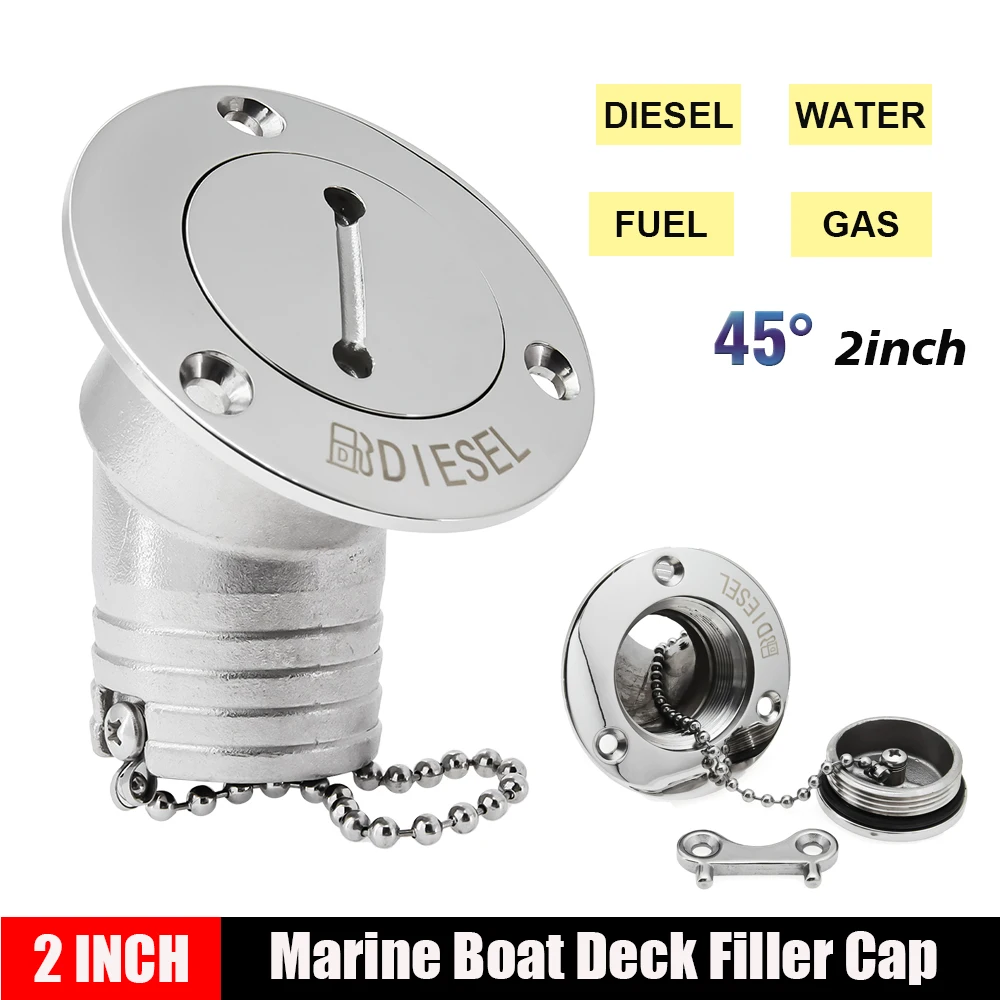 Stainless steel 316 Boat Deck Filler Key Cap GAS DIESEL FUEL WASTE ...