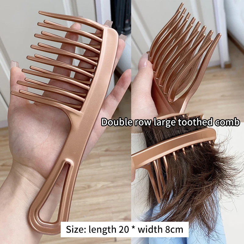 Double-Rows-Of-Wide-Tooth-Comb-Long-Hair-Curly-Hair-Fluffy-Styling-Tool ...