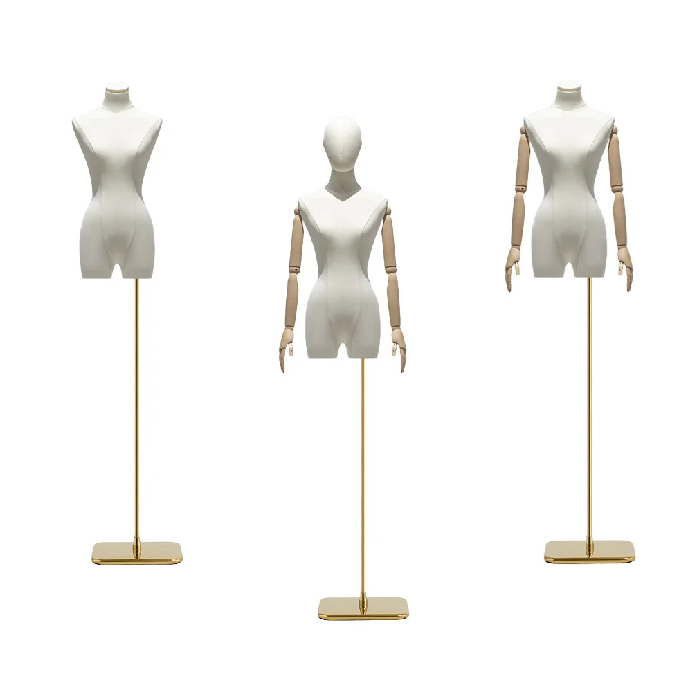 Woman-Mannequin-Body-Female-Dress-Form-Linen-Fabric-Manikin-Torso-with ...