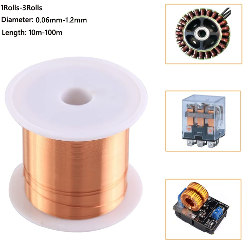 1-3Rolls-copper-lacquer-wire-0-06mm-1-2mm-Cable-Copper-Wire-Magnet-Wire ...