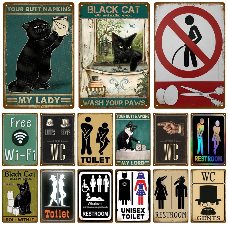 Toilet Metal Sign Industrial Deco Vintage Poster Vintage Retro Tin Sign ...