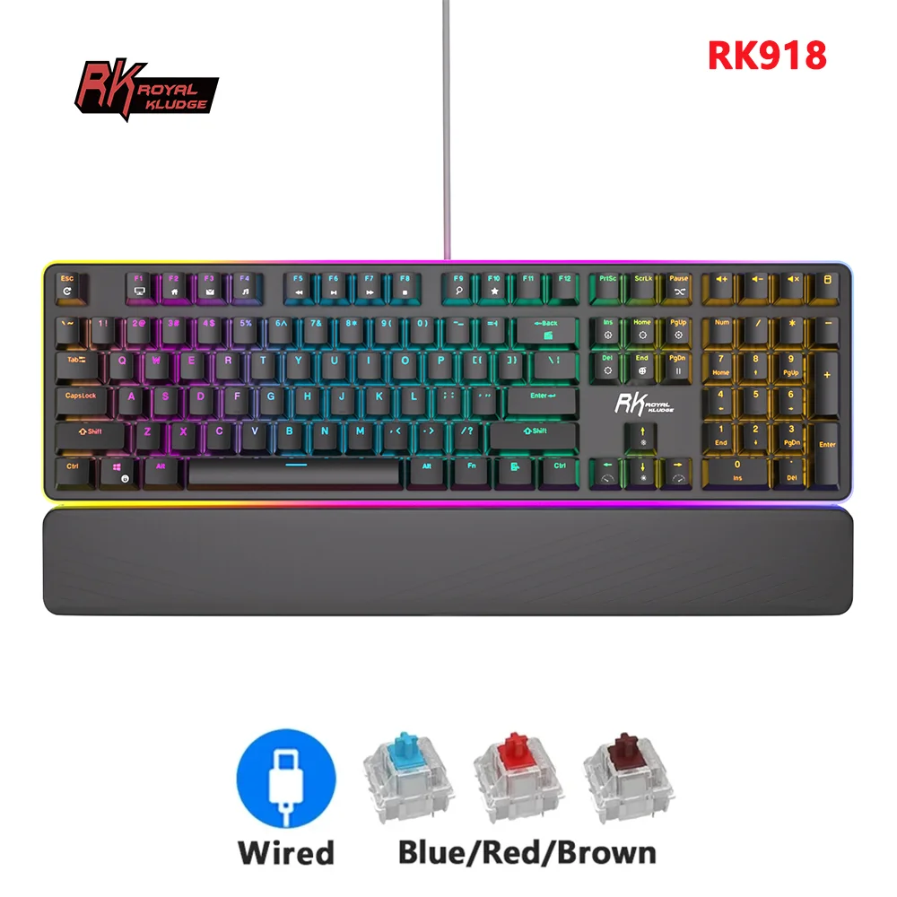 RK-ROYAL-KLUDGE-RK918-Wired-Mechanical-Keyboard-108-Keys-100-RGB ...