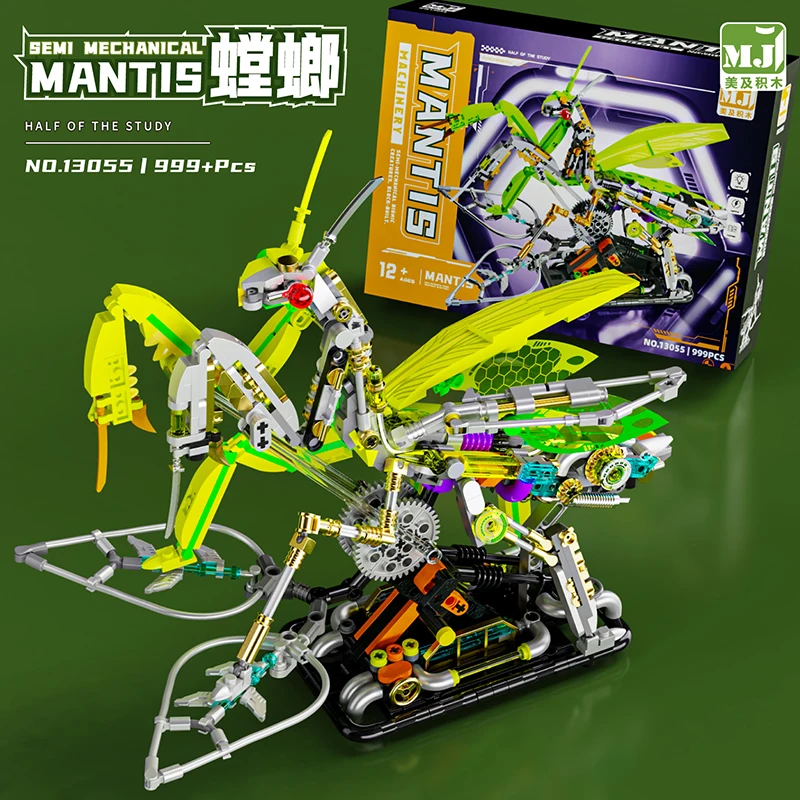 MJI-13055-New-999-PCS-Half-Mechanical-Half-Animal-Assembly-Bricks-Semi-Mechanical-Mantis ...
