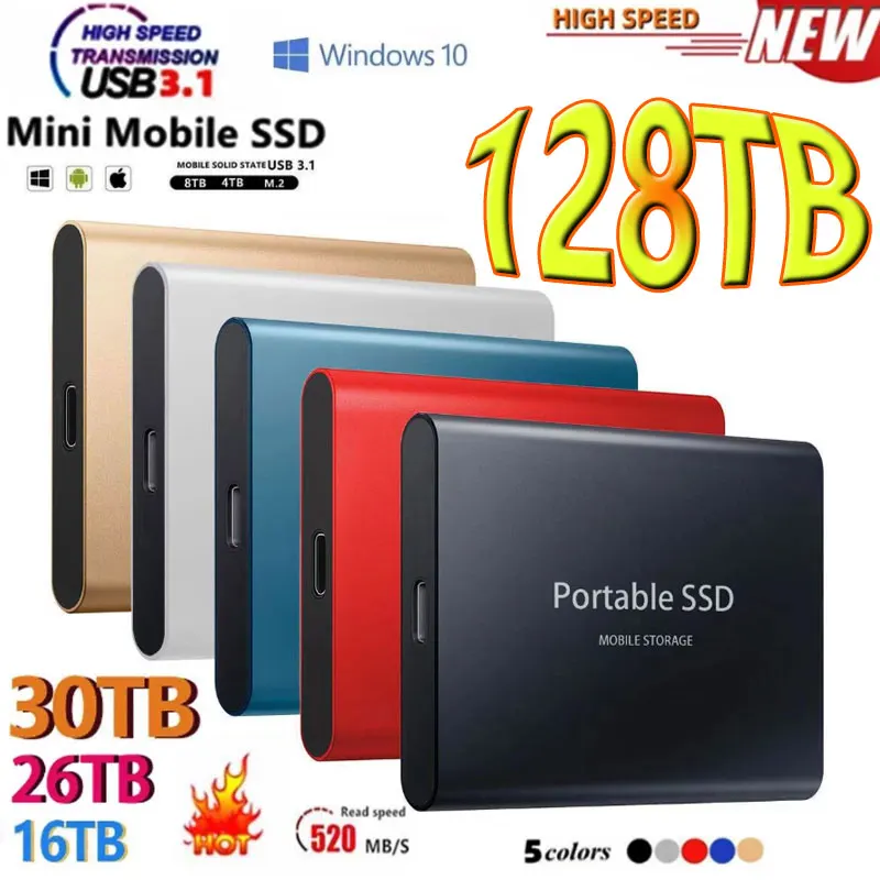 휴대용 SSD C타입 USB 3.1, 노트북 데스크탑용 외장 SSD M.2, 4TB, 6TB, 16TB, 30TB, 하드 드라이브| | - AliExpress