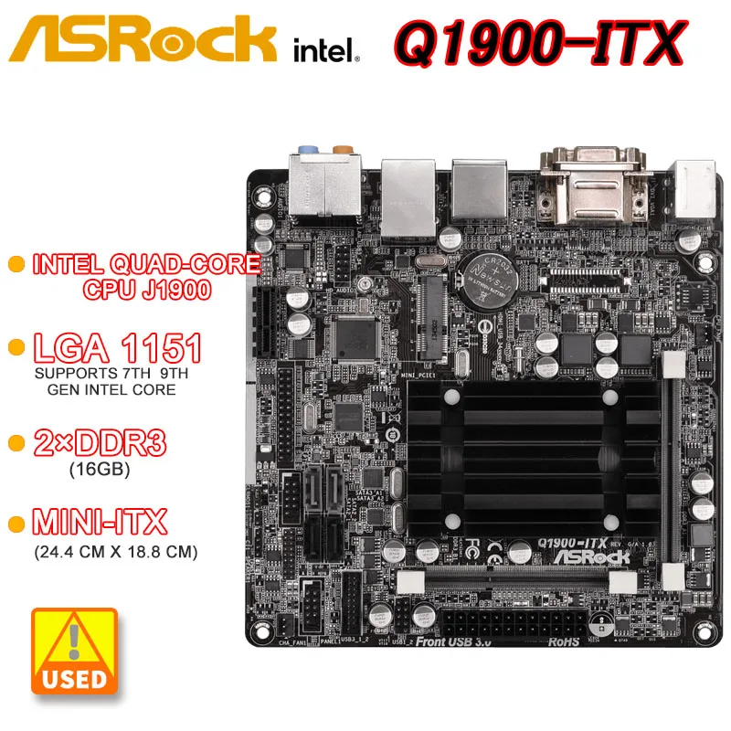 ASRock Q1900-ITX Motherboard Intel Quad-Core Processor J1900 DDR3 1333 memory 16GB USB 2xSATA ...