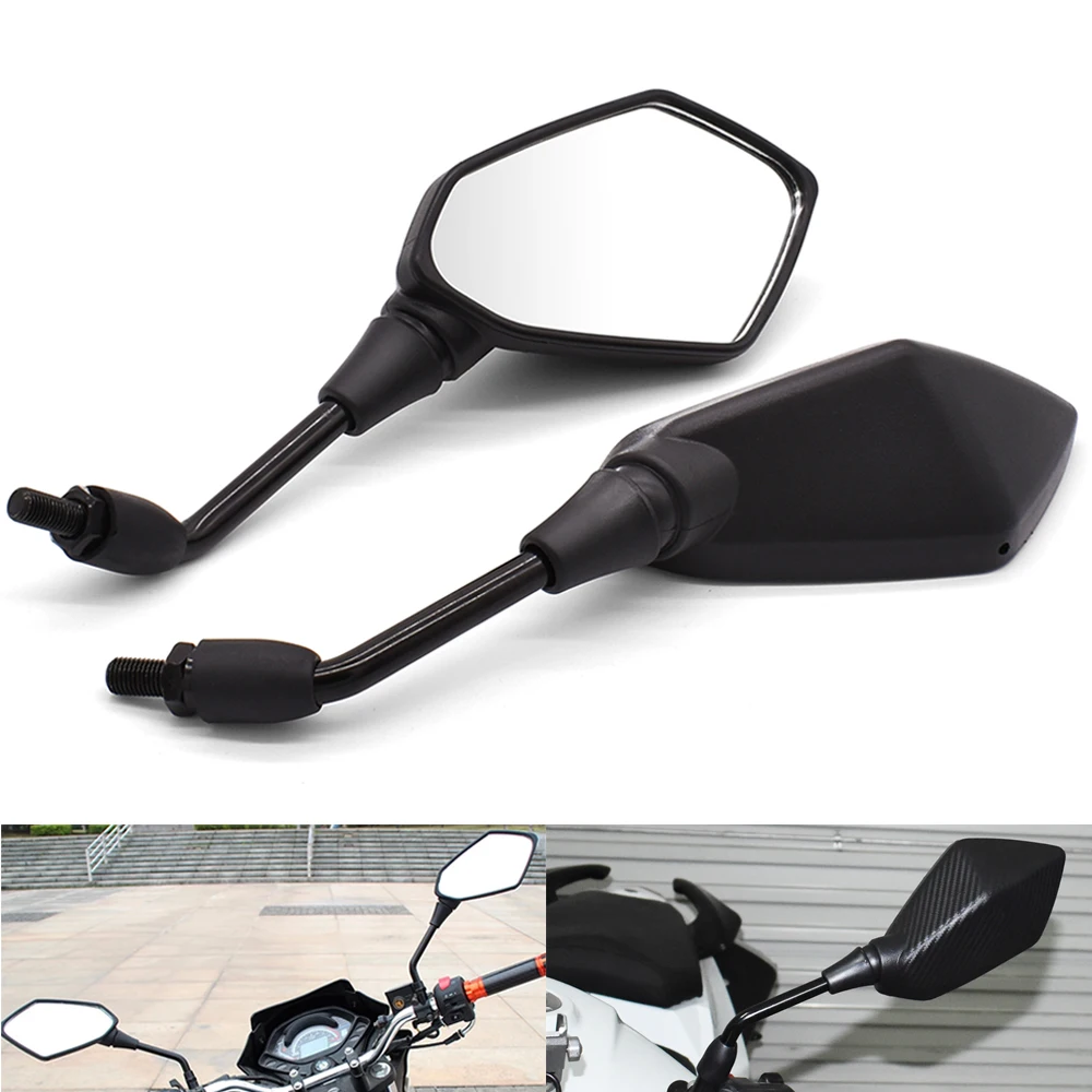 Rearview-Mirror-Motorcycle-Scooter-Back-Side-Mirrors-Carbon-Fiber-For ...