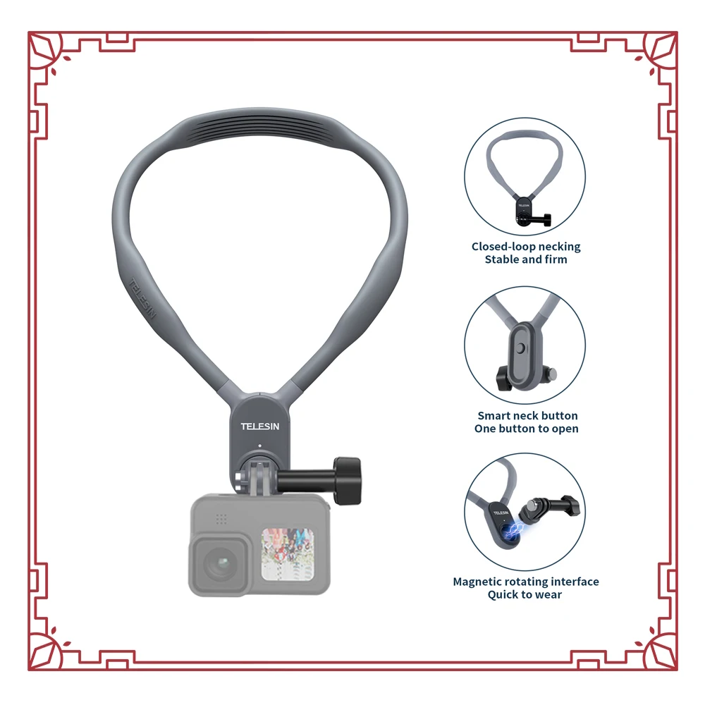 TELESIN Silicone Neck Hold Mount for GoPro Hero 11 10 9 8 7 6 5 ...