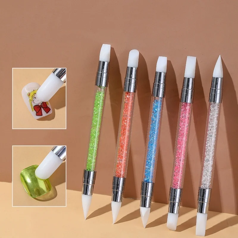 1Pc Double End Multifunctional Silicone Nails Pen Application Mirror ...