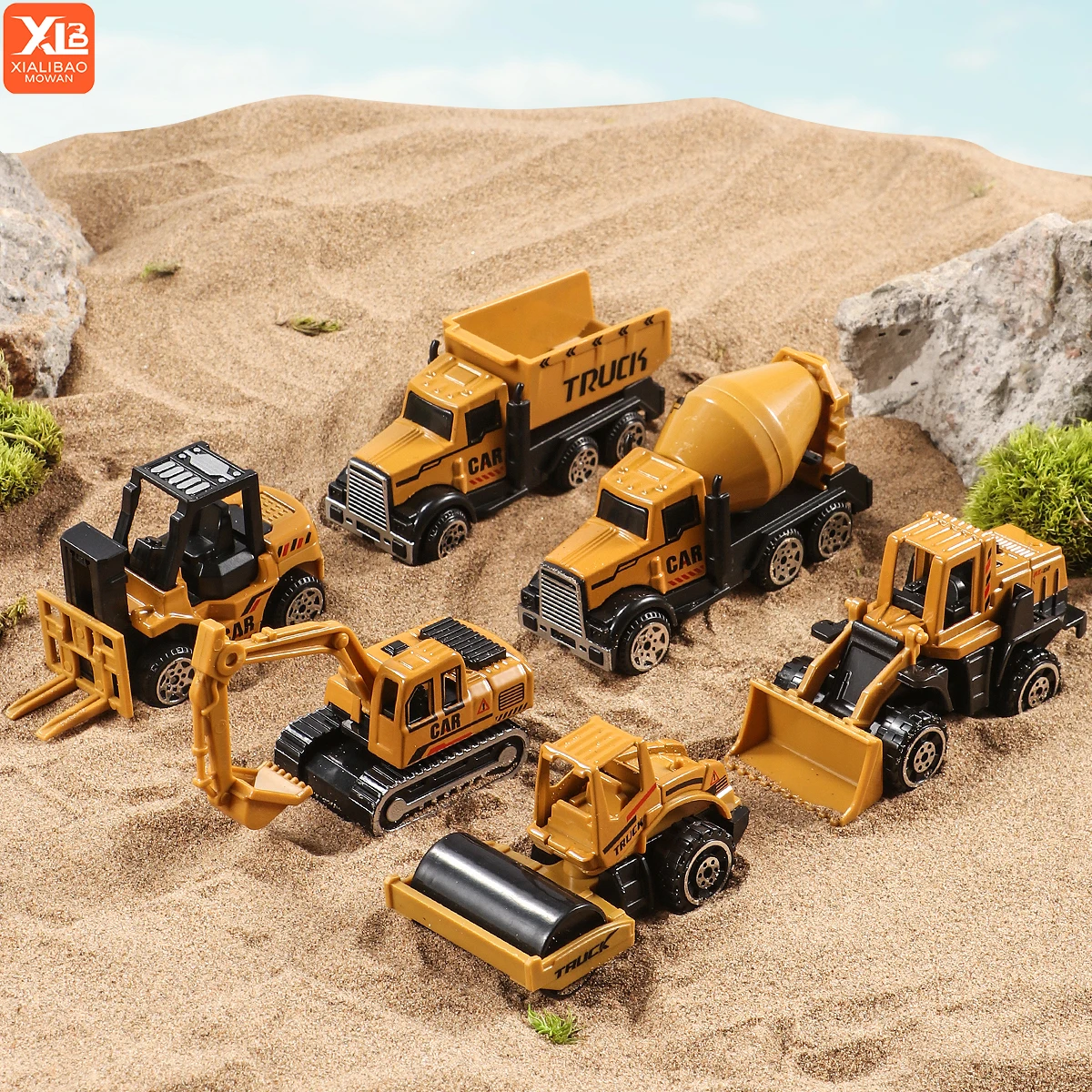 6pcs-set-Diecast-Alloy-Engineering-Truck-Loader-Tractor-Excavator ...