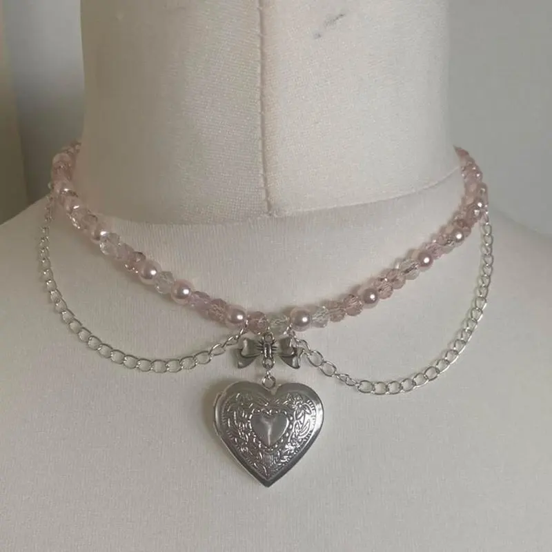 Handmade locket beaded y2k necklace coquette dolette dollcore Gothic ...