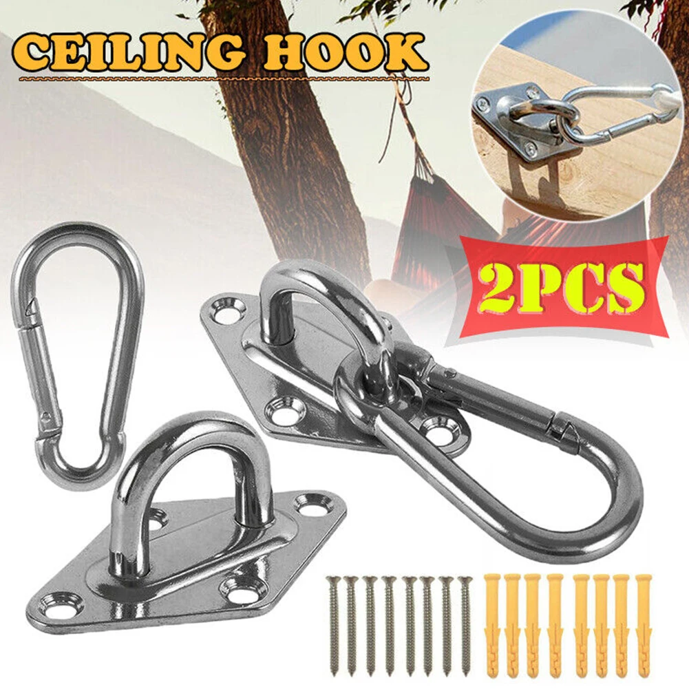 2-PCS-Hanging-Hook-Set-Staple-Ring-Wall-Hook-Heavy-Duty-Fixed-Pad-Eye ...
