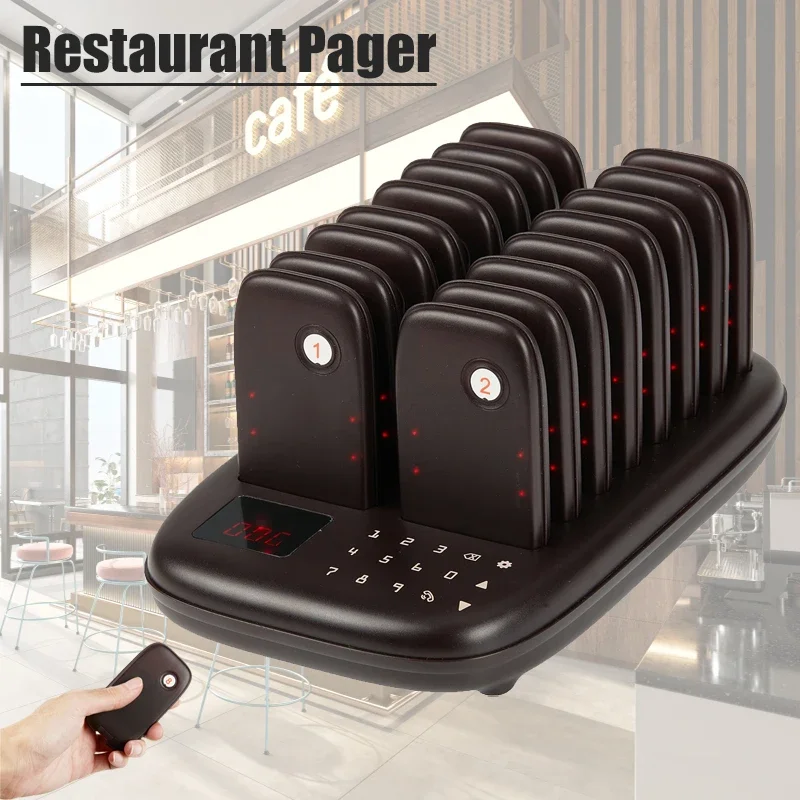 Restaurant-Pager-Wireless-Calling-System-16-Coasters-Buzzer-Vibrator ...