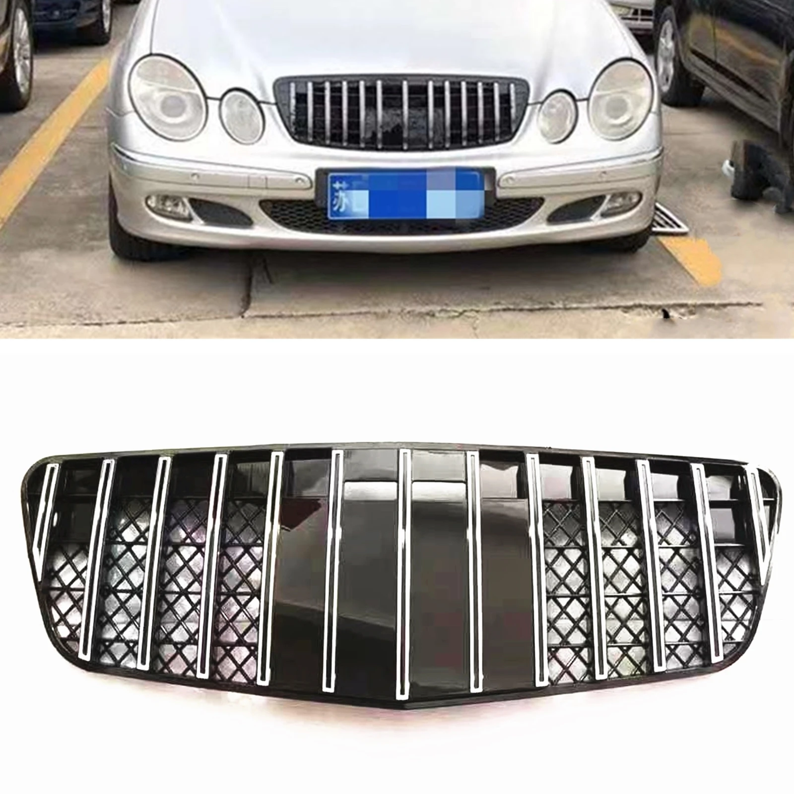 Car Front Grille Chrome Upper Replacement Bumper Hood Mesh Grill Auto ...