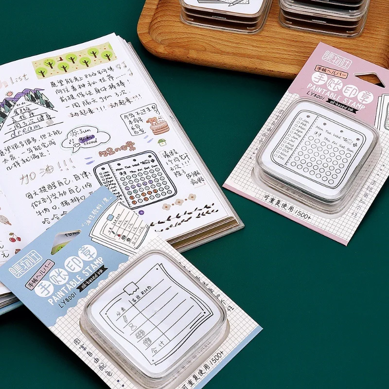 Ins-Scrapbook-Stamp-Creative-Stationery-Stamp-Time-Schedule-Calendar ...