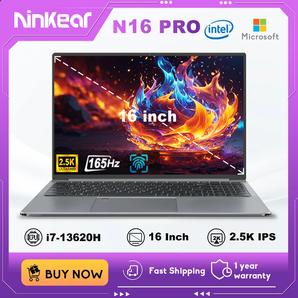 Ninkear N16 Pro Laptops 16 Intel Core i7 13620H 2.5K 165Hz WiFi 6 32GB ...