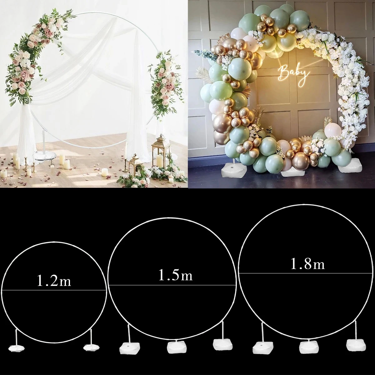Round Balloon Arch Balloon Circle Stand Holder Frame Ring Birthday ...
