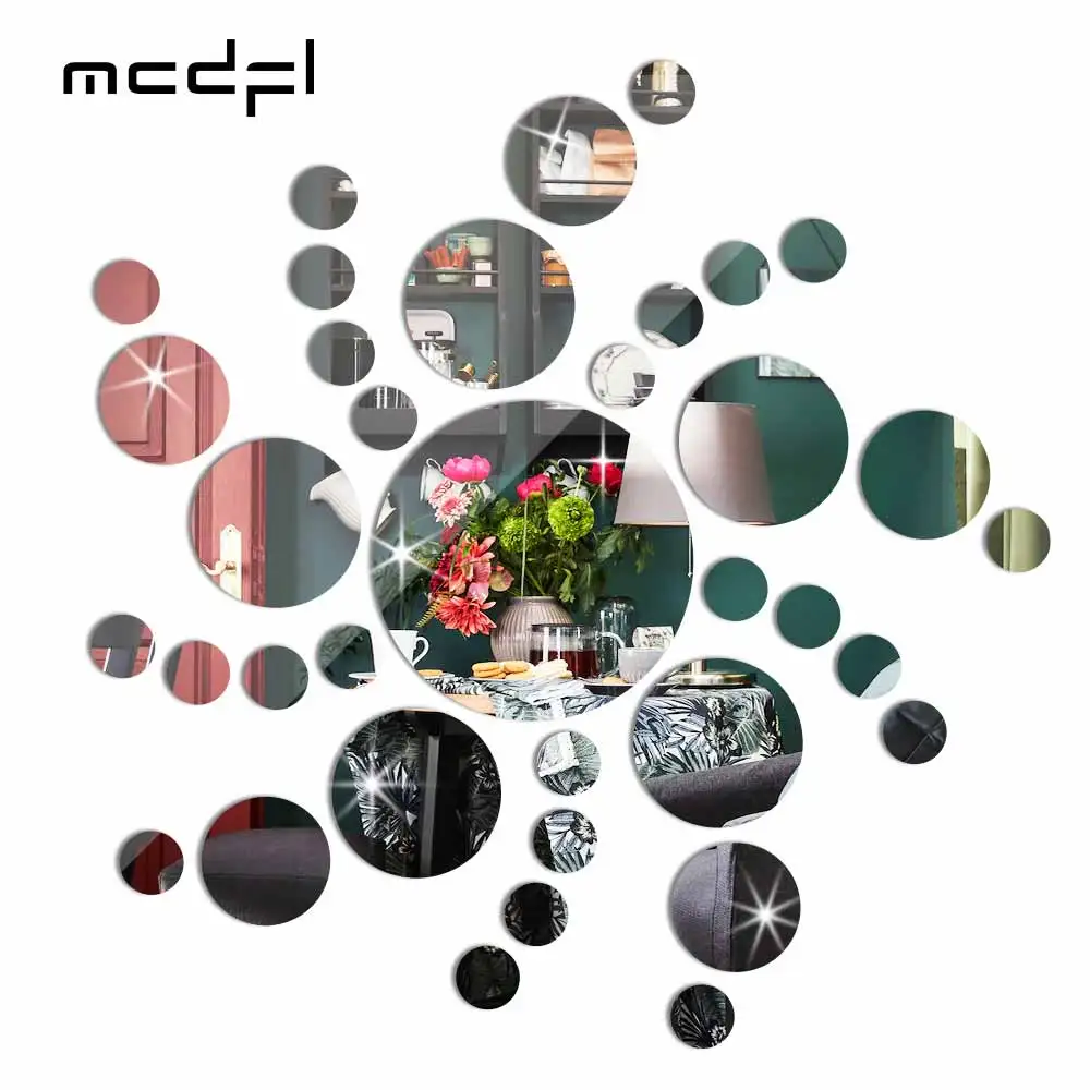 MCDFL Round Wall Mirror Sticker Acrylic Adhesive Small Circle Mirrors ...