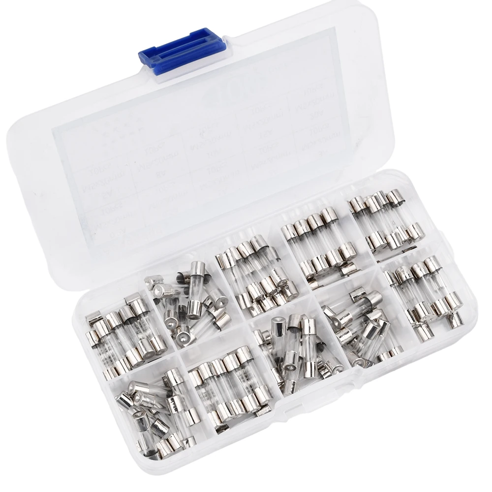 100-PCS-Fast-Blow-Glass-Fuse-Box-Kit-5x20-250V-For-Circuit-Current ...